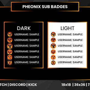 Phoenix Sub Badges for Twitch, Discord & Kick | 6 Tier Fire Bird Bit ...
