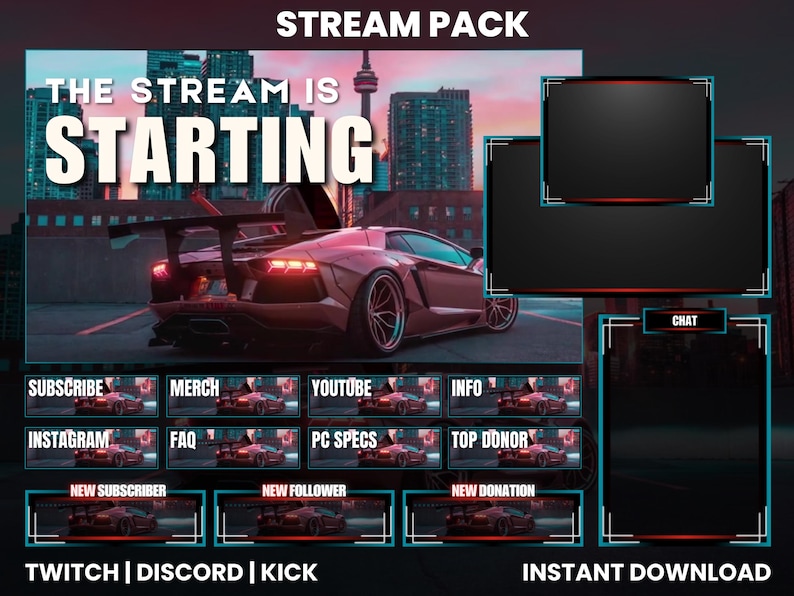 Animated Twitch Stream Pack | Twitch Screen Overlay | Animated Screens ...
