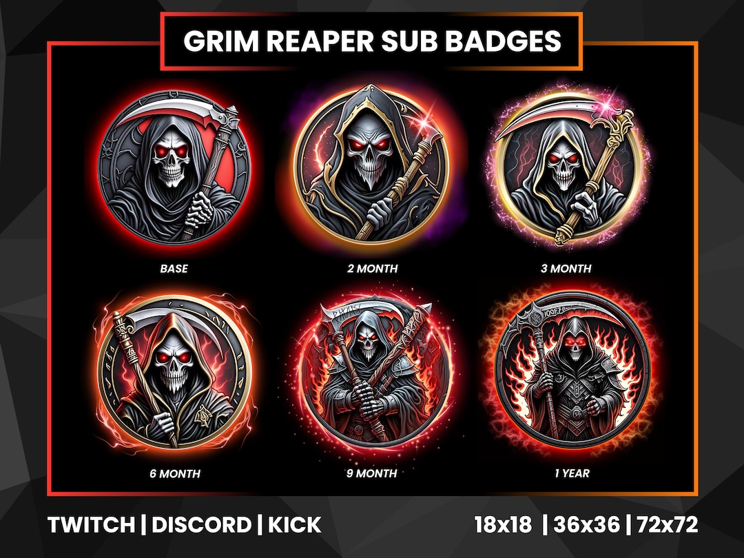 Grim Reaper Sub Badges | Twitch Bit Badges | Bit Badges Twitch ...