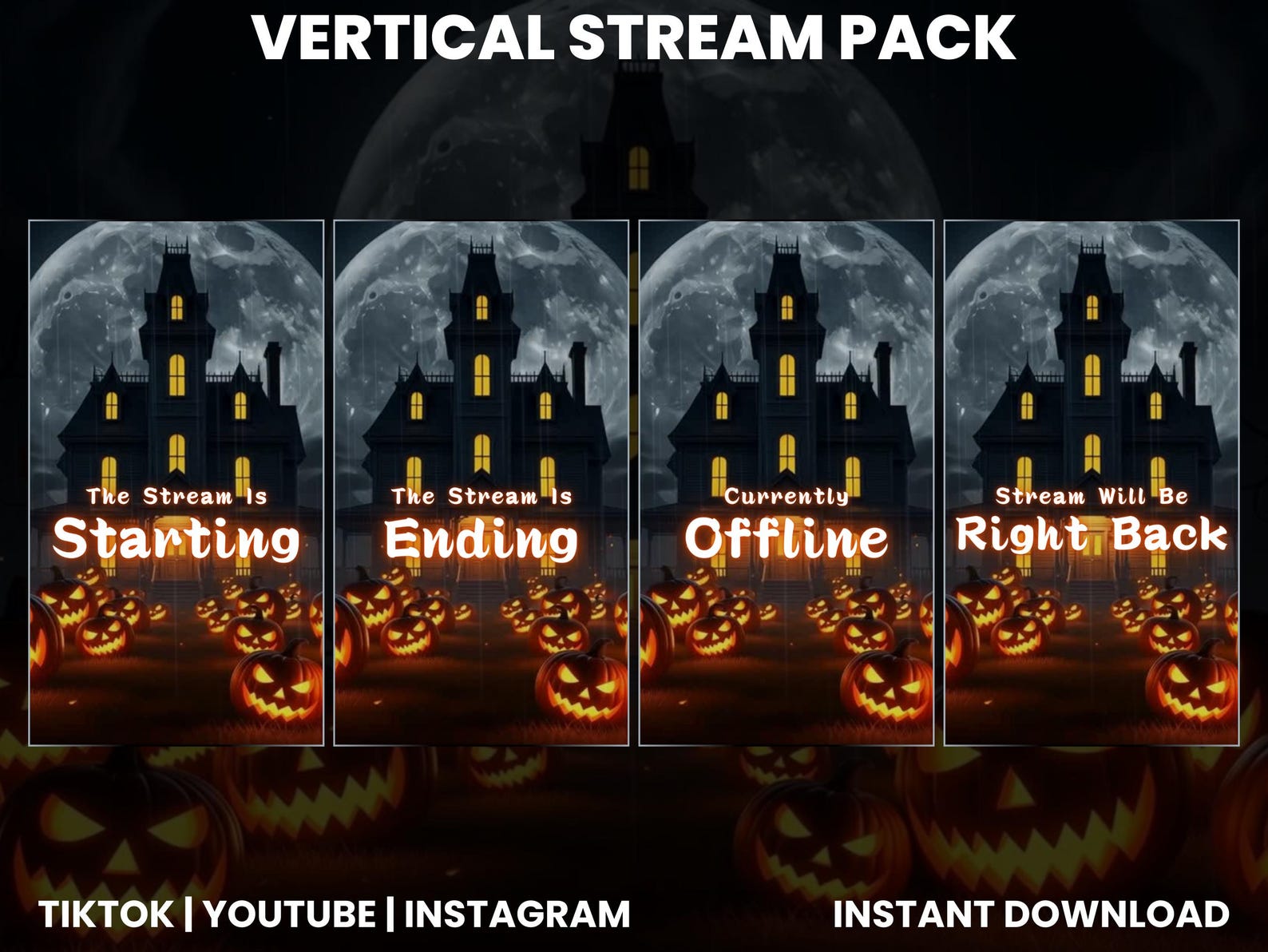 Haunted House Vertical Stream Pack • Halloween Starting Soon Screens ...