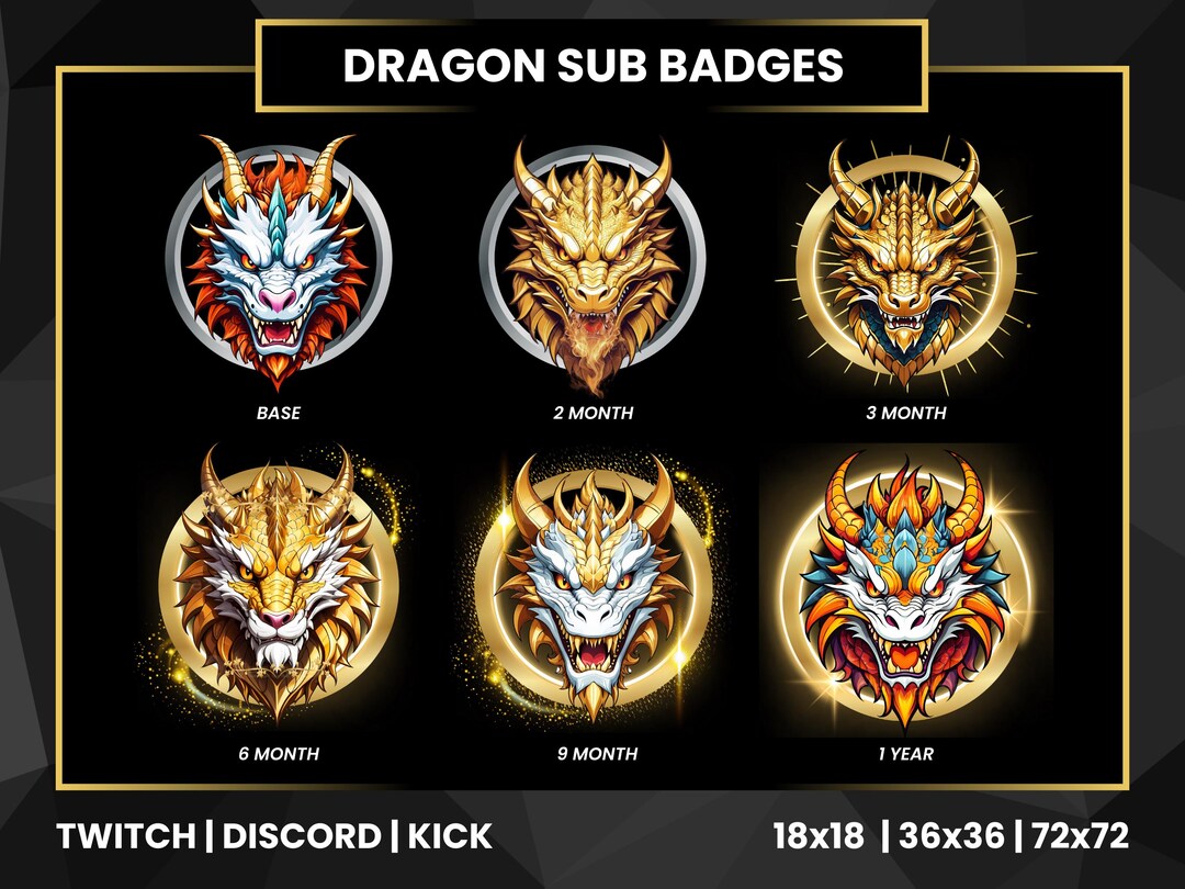 Dragon Badges | Twitch Bit Badges | Twitch Sub Badges| Dragon Face ...
