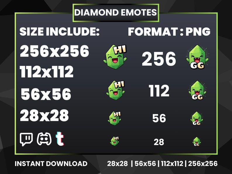 Diamond Twitch Emotes: Kawaii Crystal Gem Streamer Emoji Set - Etsy