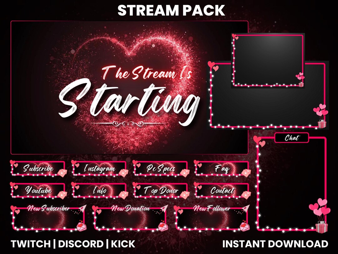 Animated Heart Twitch Stream Pack | Valentines Stream Pack | Animated ...