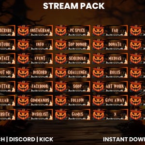 Halloween Twitch Stream Overlay Pack: Spooky Animated Graphics (digital ...