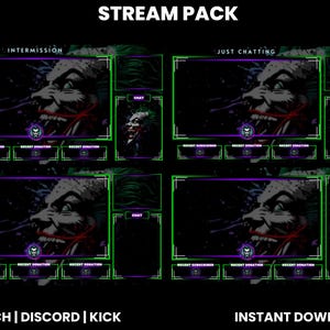 Joker Twitch Stream Pack | Twitch Screen Overlays | Webcam Overlay ...