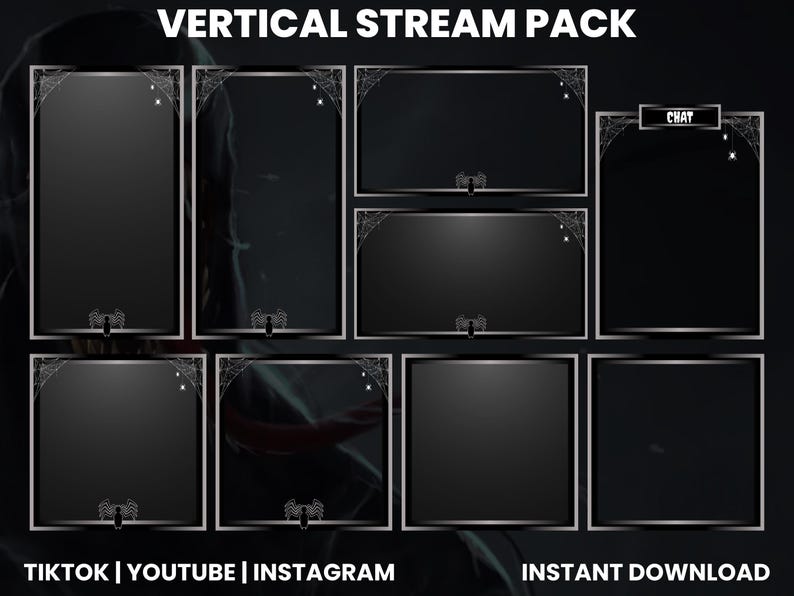 Horror Vertical Stream Overlay Pack | Monster Venom OBS Stream Graphics ...