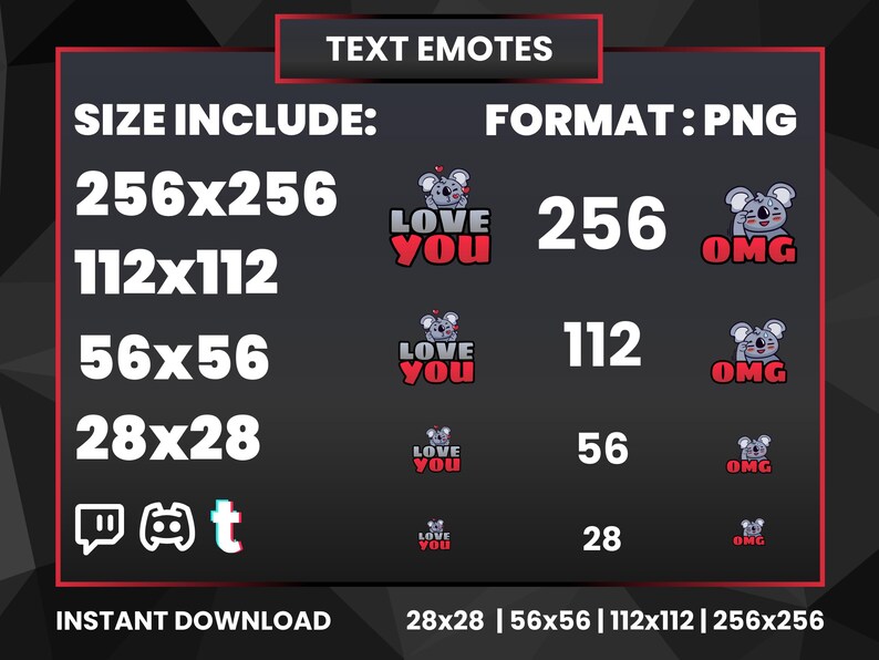 12 Koala Bear Text Emotes | Twitch Emotes | Cute Red and Grey Bear ...