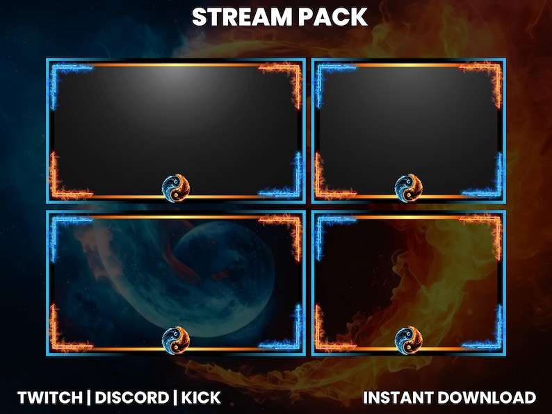 Ice and Fire Stream Pack | Twitch Screen Overlay | Animated Screens ...