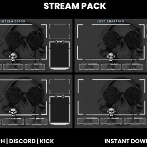 Glitching Skull Animated Twitch Stream Pack | Twitch Screen Overlay ...