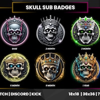 Skull Head Twitch Sub Badges: Vtuber Emotes, PNG Clipart (digital ...