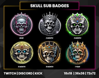 Skull Sub Badges | Twitch Bit Badges | Bit Badges Twitch | Fire Skull ...