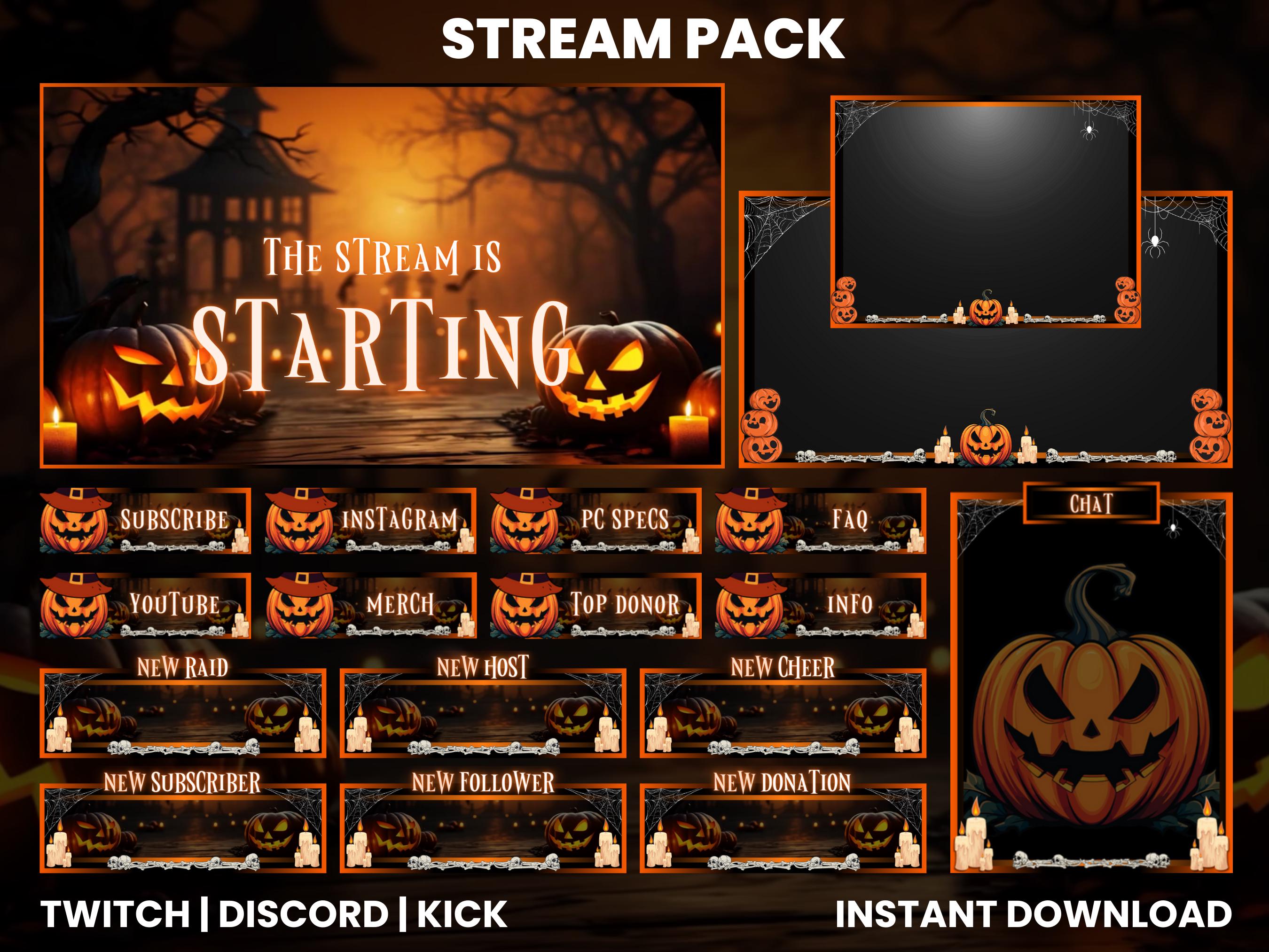 Halloween Twitch Stream Overlay Pack: Spooky Animated Graphics (digital ...