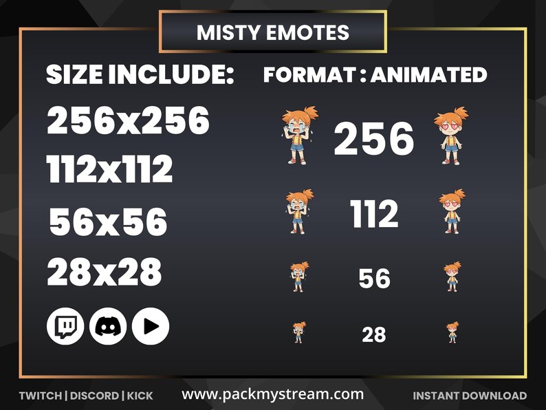 Misty Animated Emotes for Twitch Discord Kick | 6x Cute Anime Style ...