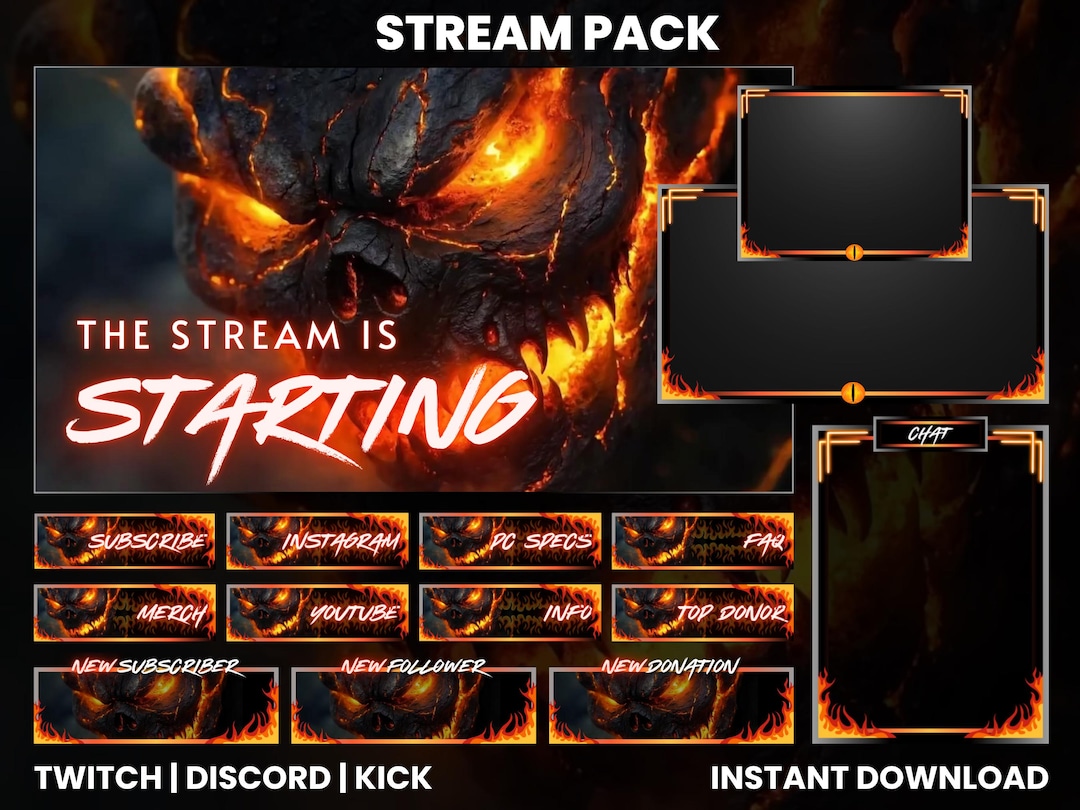 Fire Demon Twitch Stream Pack | Animated Stream Pack | Twitch Screen ...