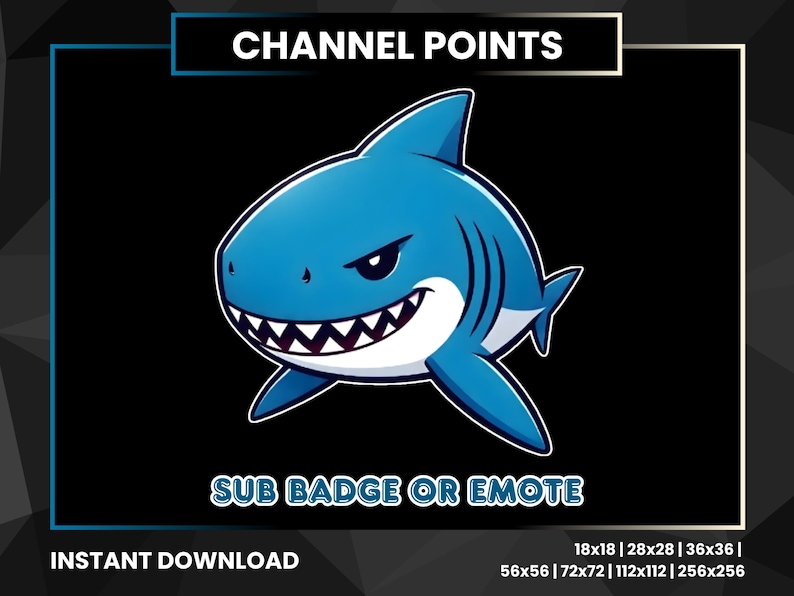 Shark Channel Points Emote | Cute Twitch Sub Badge | Kick Discord ...