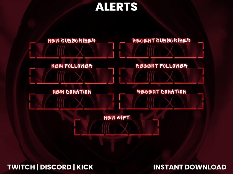 Edgy Vertical Stream Overlay Pack | Red Grunge OBS Stream Graphics ...