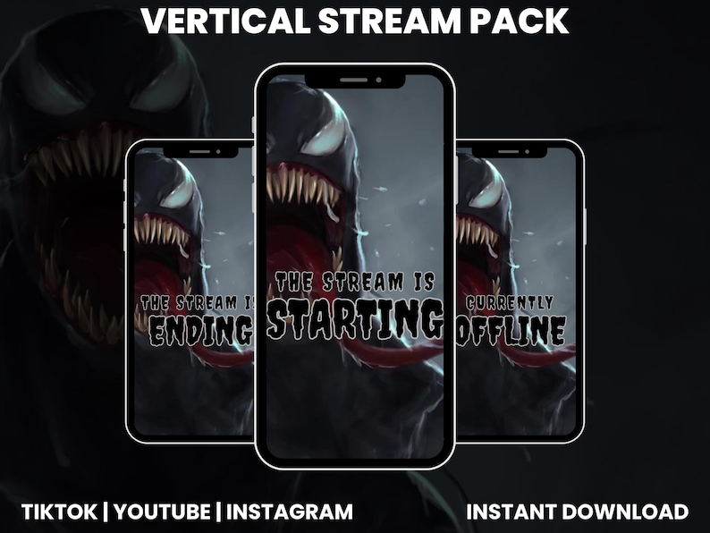 Horror Vertical Stream Overlay Pack | Monster Venom OBS Stream Graphics ...