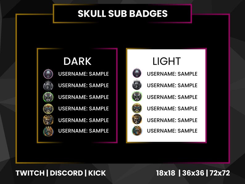 Skull Sub Badges | Twitch Sub Badges | Bit Badges Twitch | Twitch ...