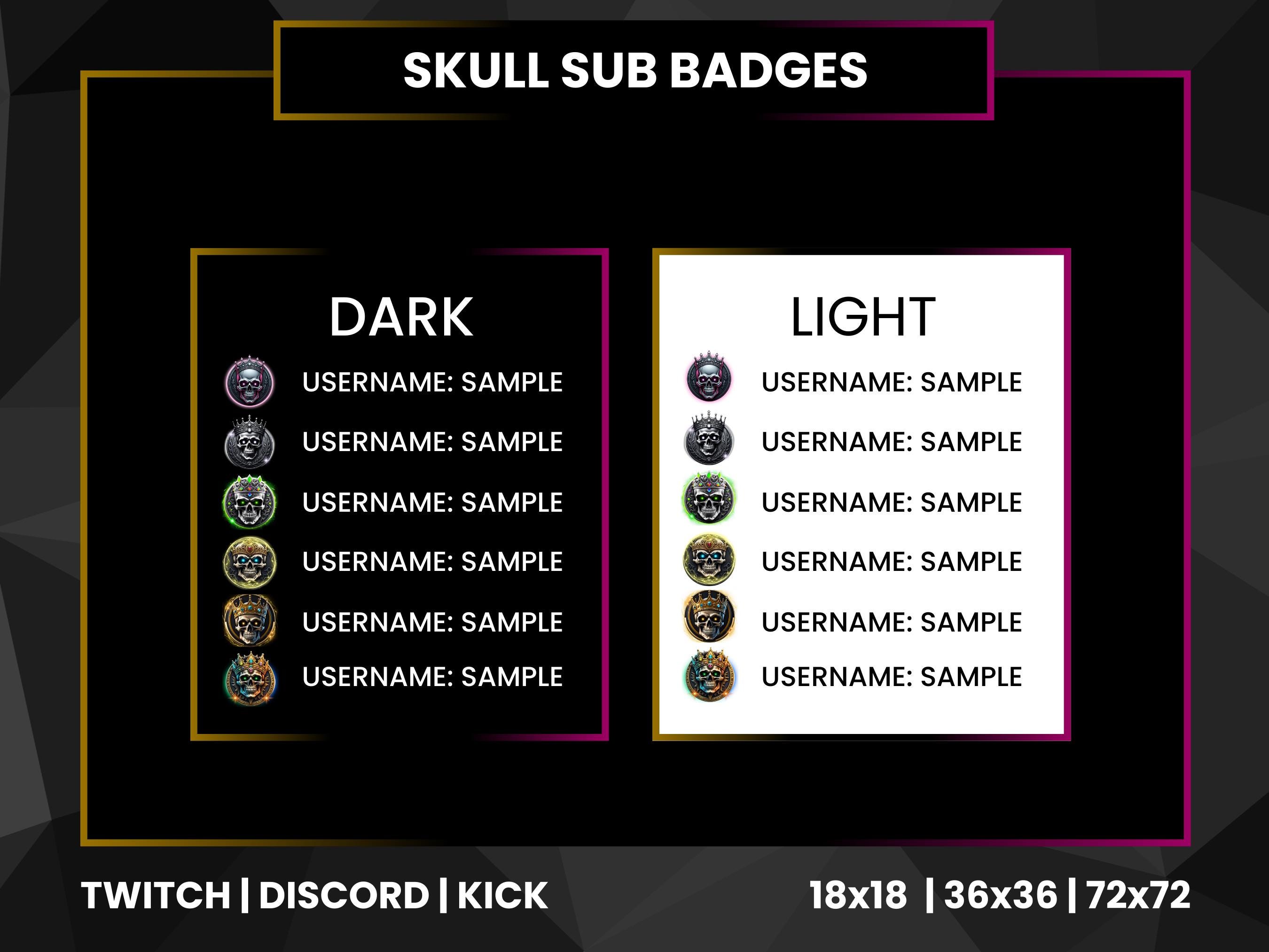 Skull Sub Badges | Twitch Sub Badges | Bit Badges Twitch | Twitch ...