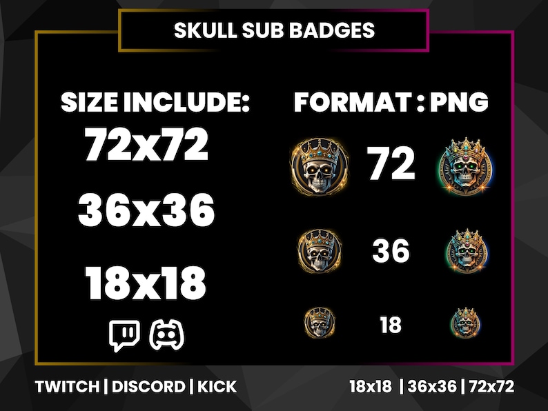 Skull Sub Badges | Twitch Sub Badges | Bit Badges Twitch | Twitch ...