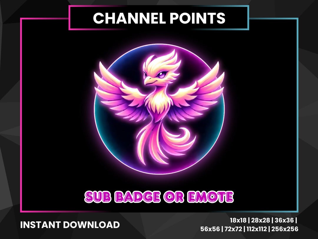 Neon Phoenix Sub Badge Set for Twitch Kick Discord | Pink Fire Bird ...