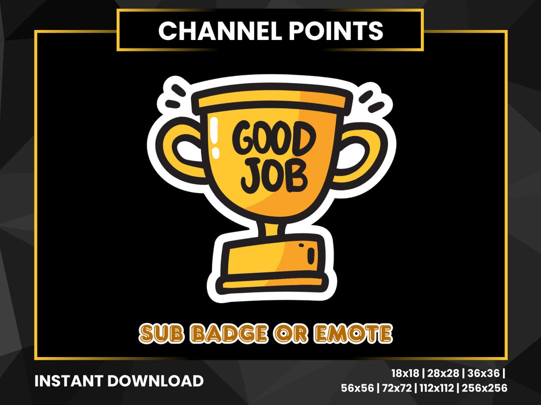 Trophy Good Job Streamer Badge: Twitch, Kick, Discord (instant Download ...