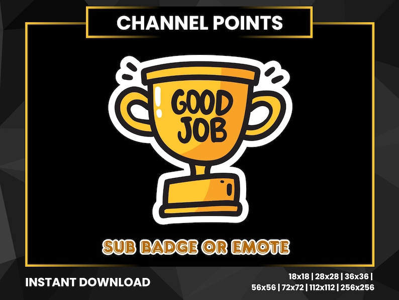 Trophy Good Job Streamer Badge: Twitch, Kick, Discord (instant Download ...