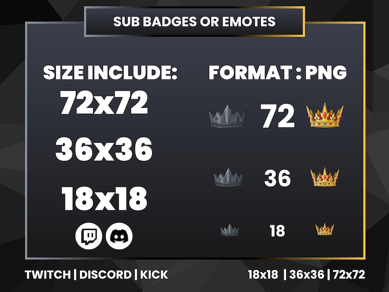 Crown Sub Badges for Twitch Streamers | Royal Sub Badges Pack | Discord ...