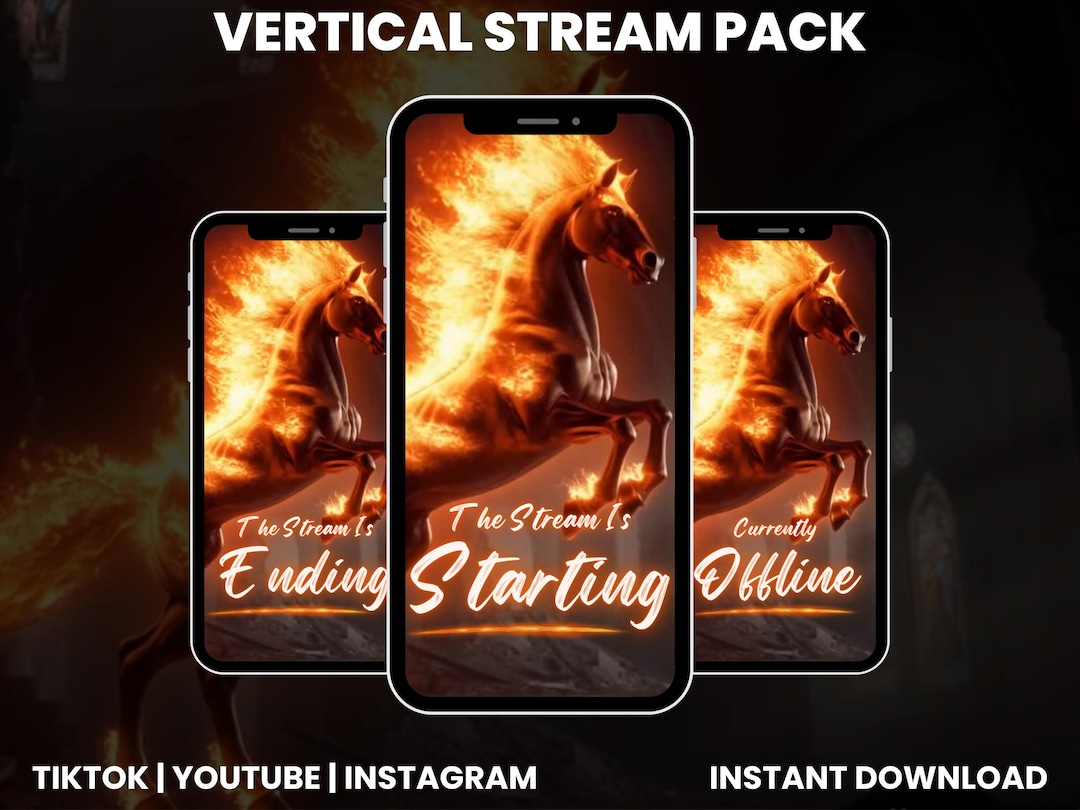Fantasy Vertical Stream Overlay Pack | Fire Horse Stream Graphics ...