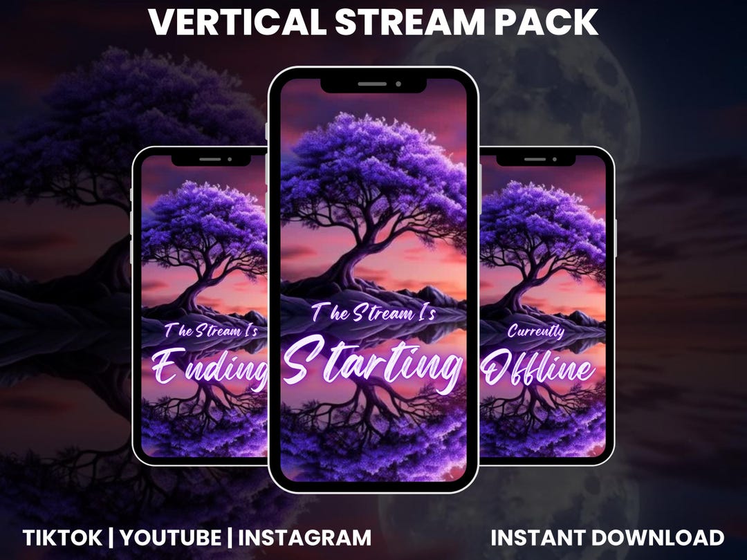 Aesthetic Vertical Stream Overlay Pack | Purple Fantasy OBS Stream ...