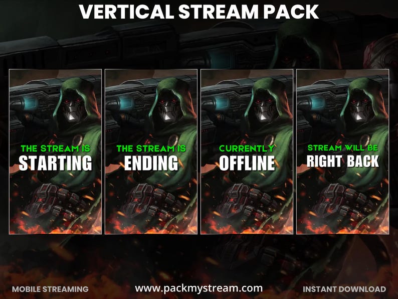 Dr Doom Inspired Vertical Twitch Overlay Pack – Mobile Stream Overlay ...