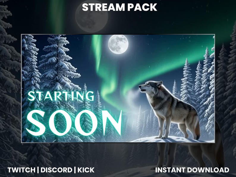 Arctic Wolf Stream Pack | Animated Twitch Overlay | OBS Streamlabs ...
