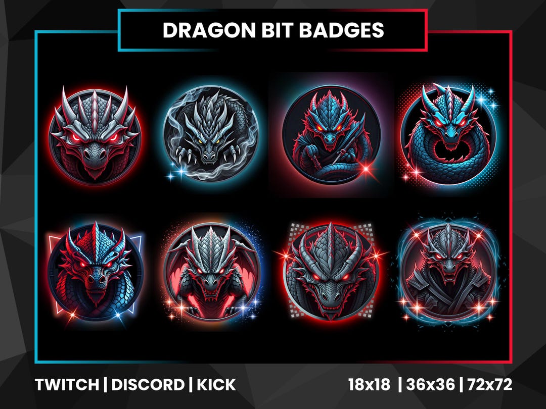 Blue Dragon Bit Badges | Twitch Badges | Twitch Sub Badges | Dragon ...