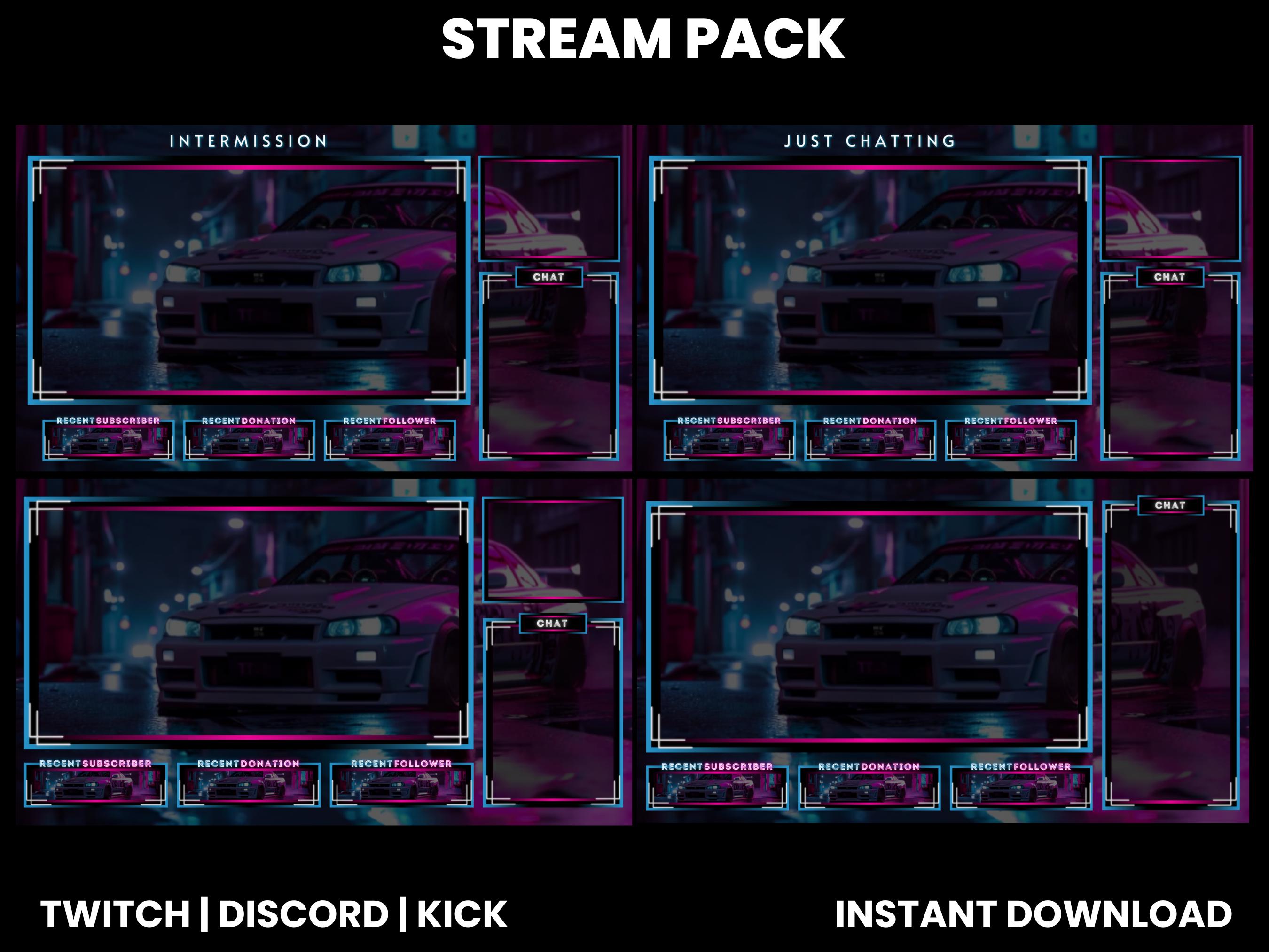 Animated Twitch Stream Pack | Twitch Screen Overlay | Sports Car Stream ...