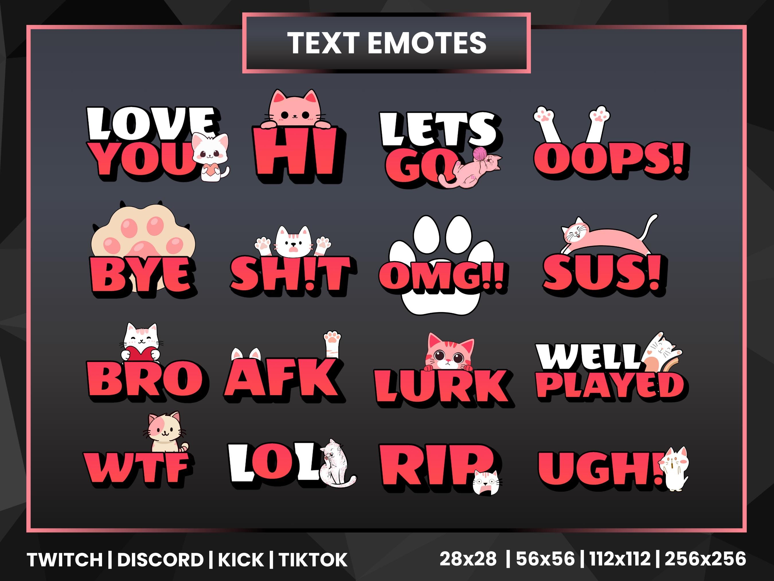 Cute Kitten Text Emotes | Twitch Emotes | Cat Emotes | Pink and White ...