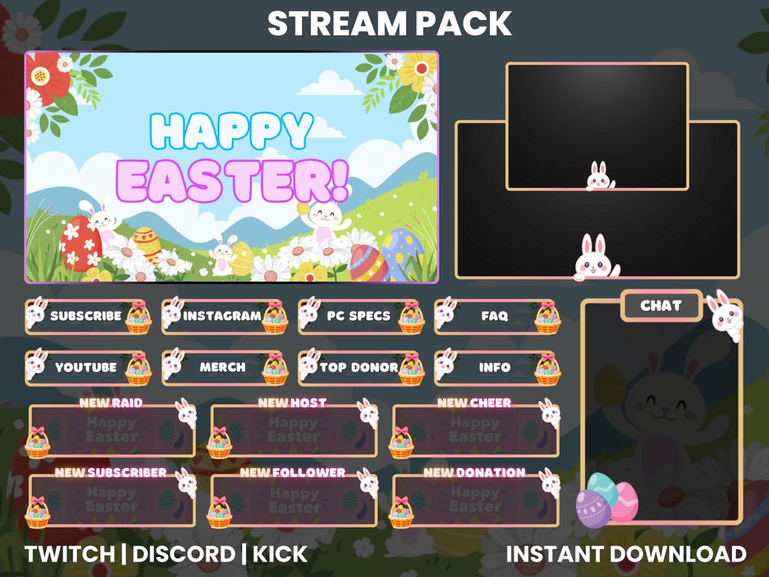 Animated Easter Twitch Stream Pack | Happy Easter Stream Pack | Animated Screens | Twitch ...