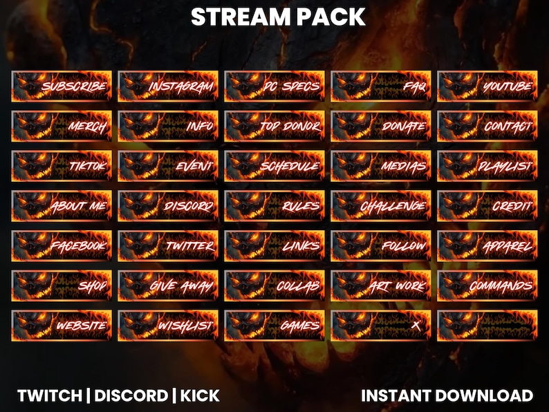 Fire Demon Twitch Stream Pack | Animated Stream Pack | Twitch Screen ...