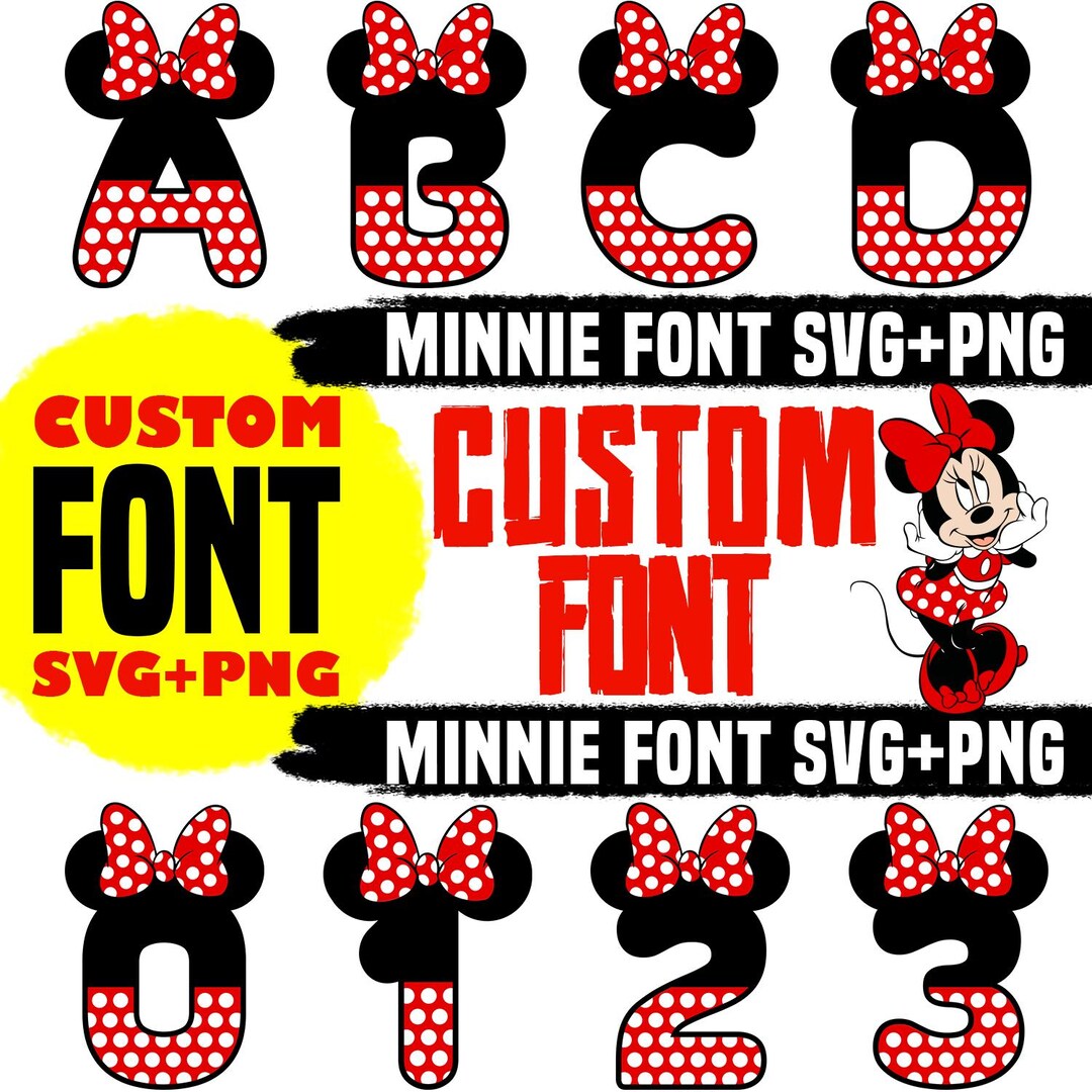 Minnie Mouse Font SVG PNG | Cute Polka Dot Alphabet & Numbers | Minnie ...