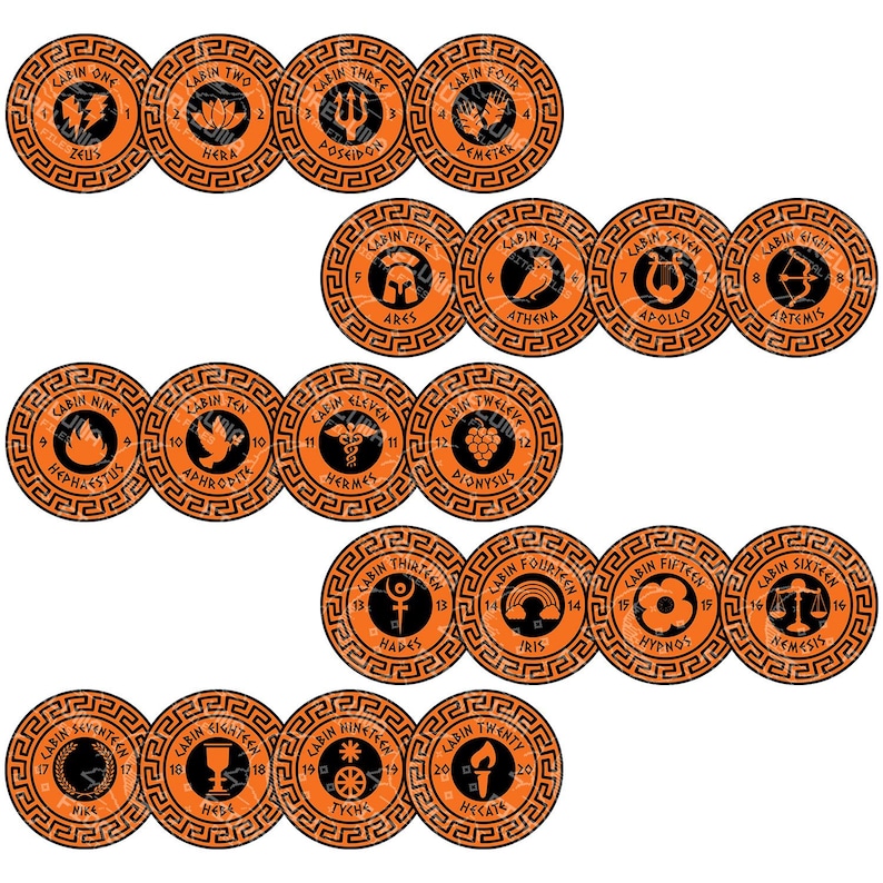 Camp Half-blood Cabin Logos PNG SVG Bundle | Greek Mythology Cabin ...