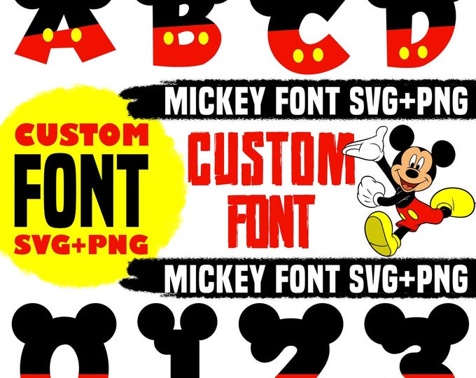 Mickey Mouse Font & Numbers - Etsy Canada