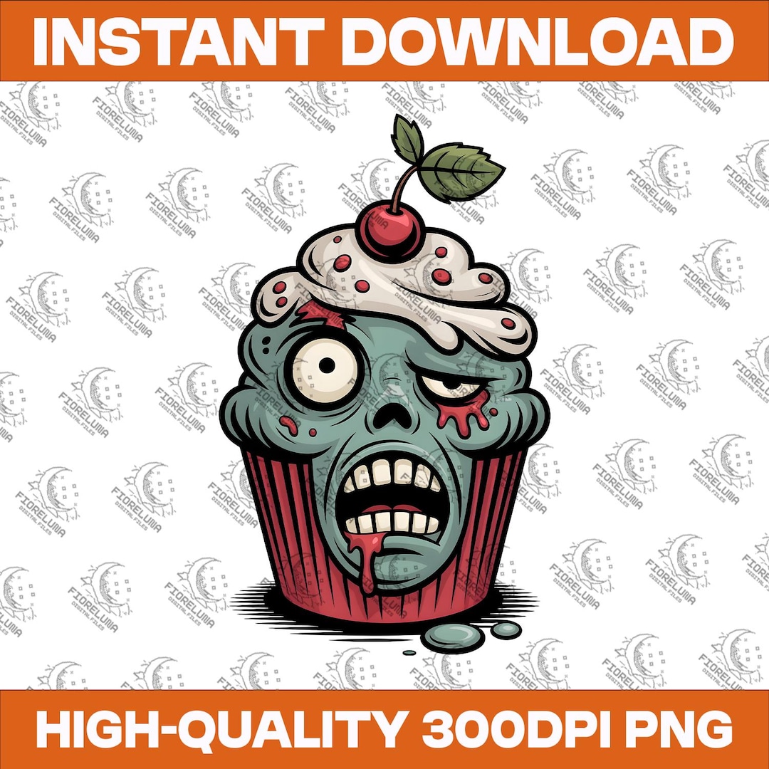Zombie Cupcake PNG, Creepy Bakery Treat With Cherry, Funny Horror ...