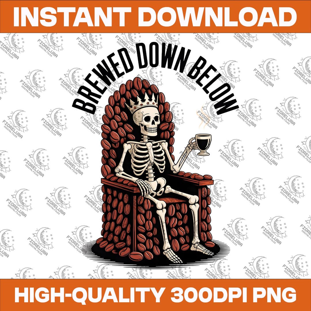 Skeleton Coffee Throne PNG | Gothic Coffee Lover Clipart | Funny ...
