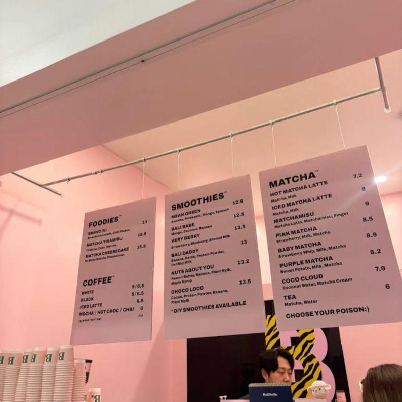 Hanging Menu Sign, Wall Mounted Cafe Menu Display, Double Sided Blade ...