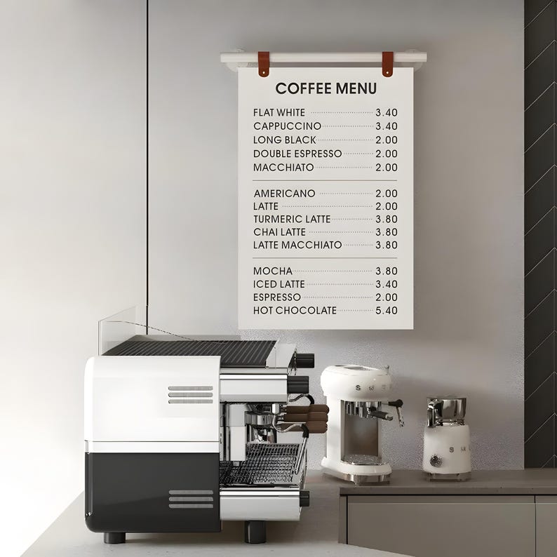 Cafe Menu Board Sign, Hanging Price List, Wall Mounted Restaurant Menu ...