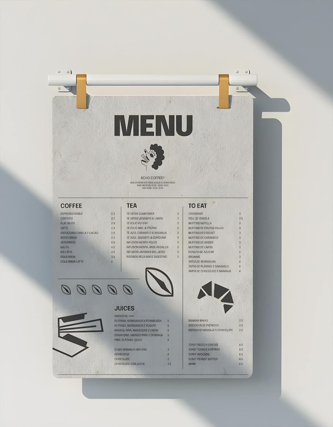 Hanging Menu Sign, Wall Mounted Cafe Menu Display, Double Sided Blade ...