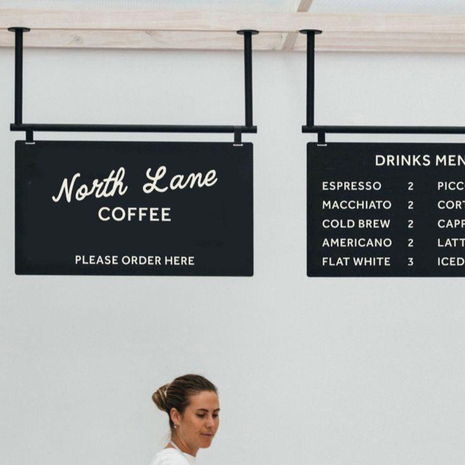 Hanging Menu Sign, Wall Mounted Cafe Menu Display, Double Sided Blade ...