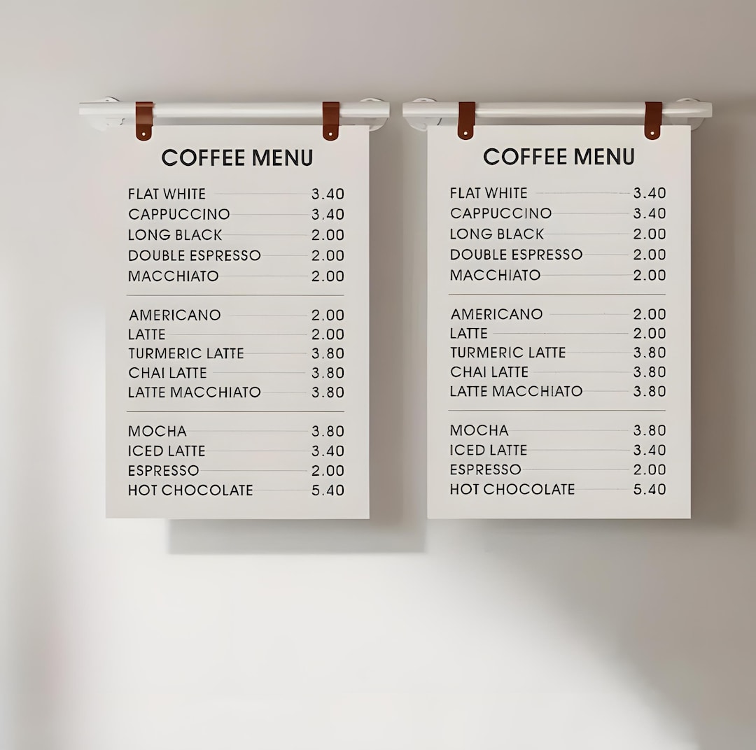 Cafe Menu Board Sign, Hanging Price List, Wall Mounted Restaurant Menu ...