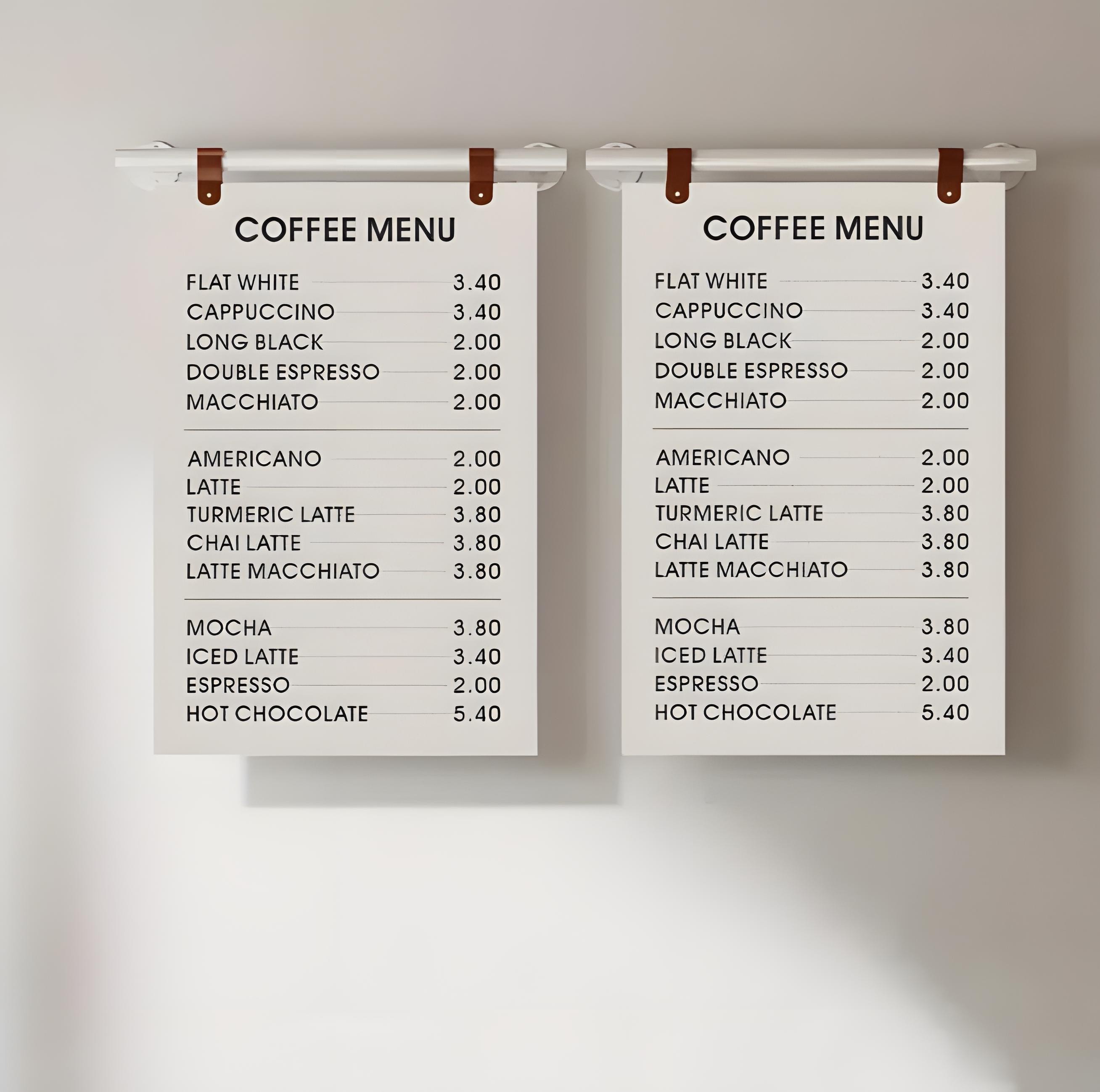 Hanging Shop Sign, Custom Price List for Cafe , Wall Mounted Restaurant ...