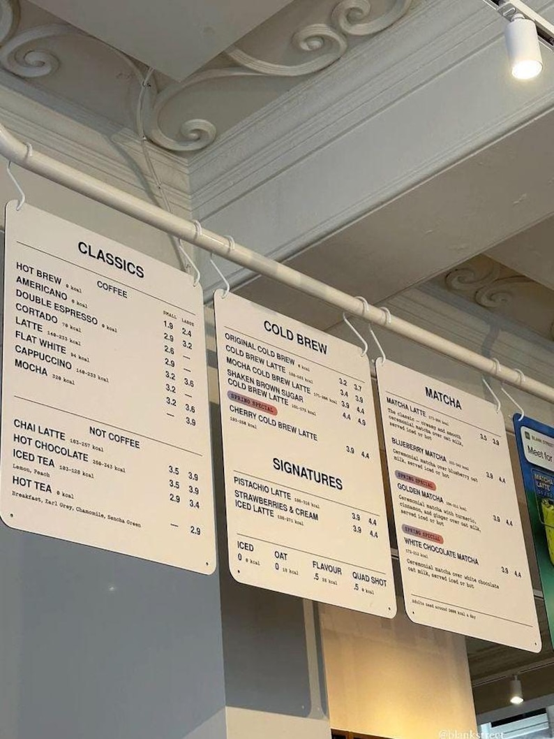 Hanging Menu Sign, Wall Mounted Cafe Menu Display, Double Sided Blade ...