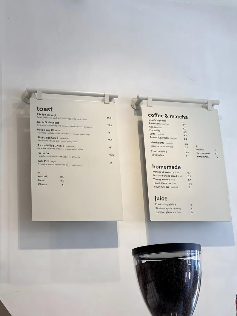Hanging Menu Sign, Wall Mounted Cafe Menu Display, Double Sided Blade ...